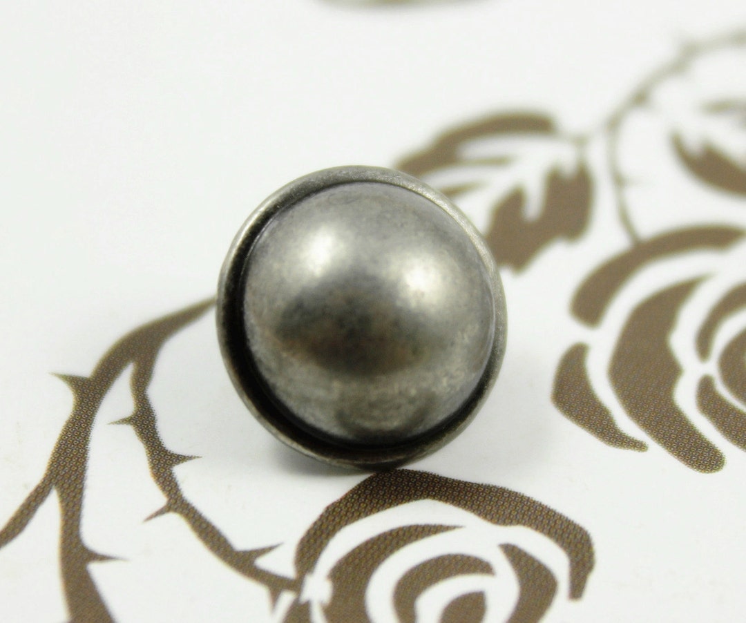 Metal Buttons - Domed Metal Buttons , Gray Silver Color , Shank , 0.47 ...