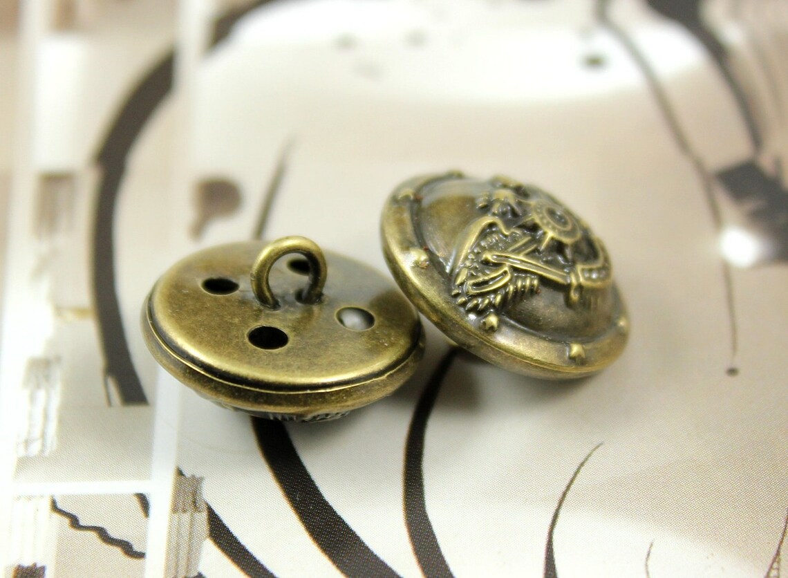 Metal Buttons - Eagle Emblem Metal Buttons , Antique Brass Color ...