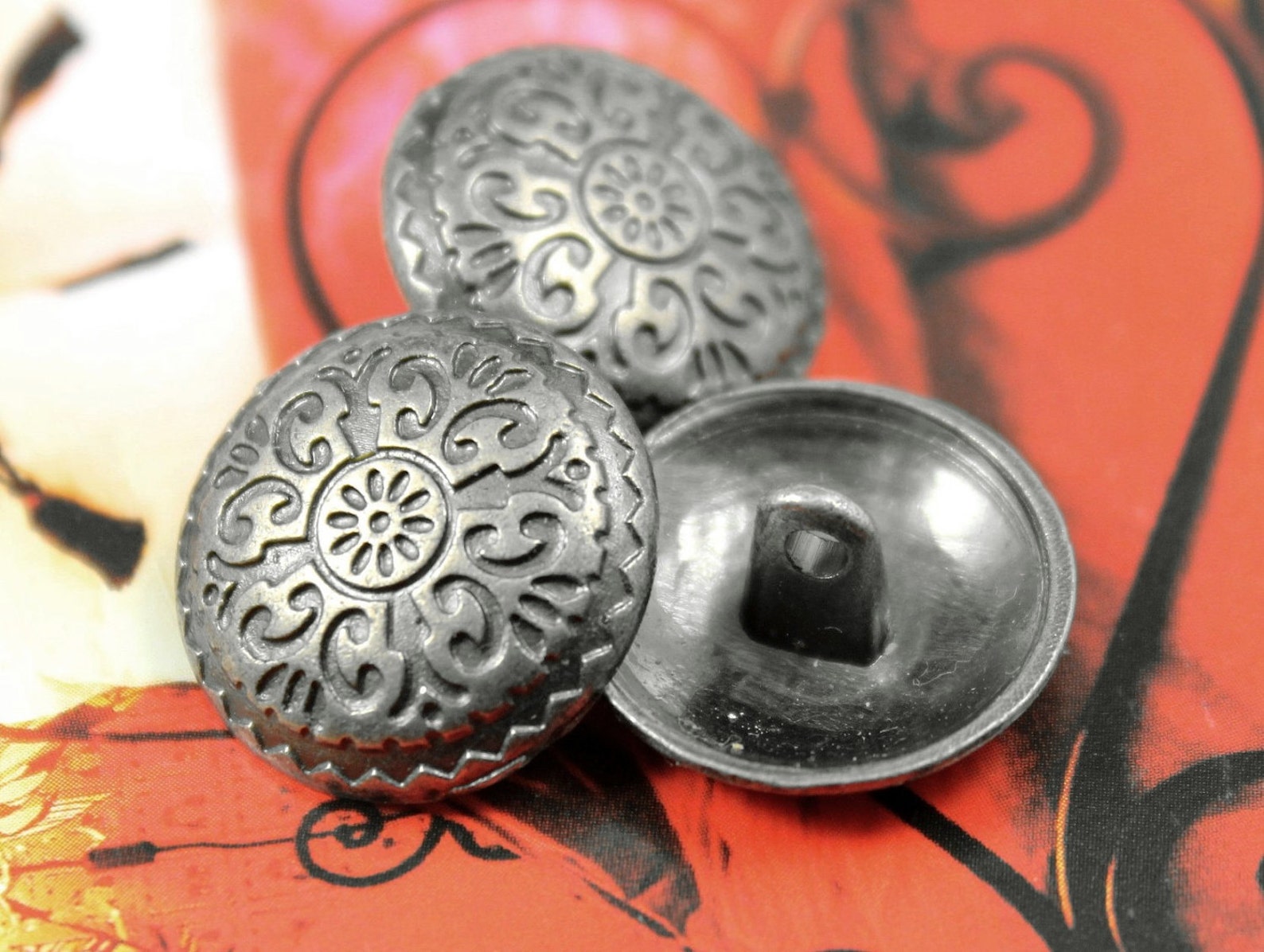 Metal Buttons Carpet Pattern Metal Buttons Gray Silver | Etsy