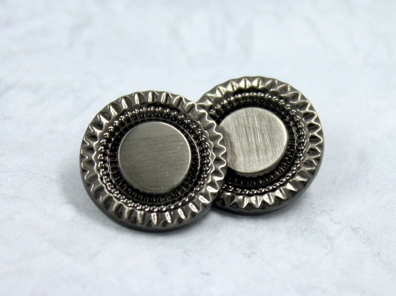 Metal Buttons - Crown Gear Metal Buttons , Shiny Gunmetal Color , Shank ...