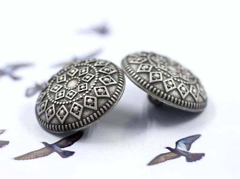Rhombus Mandala Metal Shank Buttons Antique Silver Color - Etsy