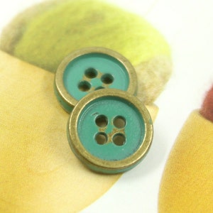 Metal Buttons - Cyan Painted Thicken Metal Buttons , Antique Brass ...