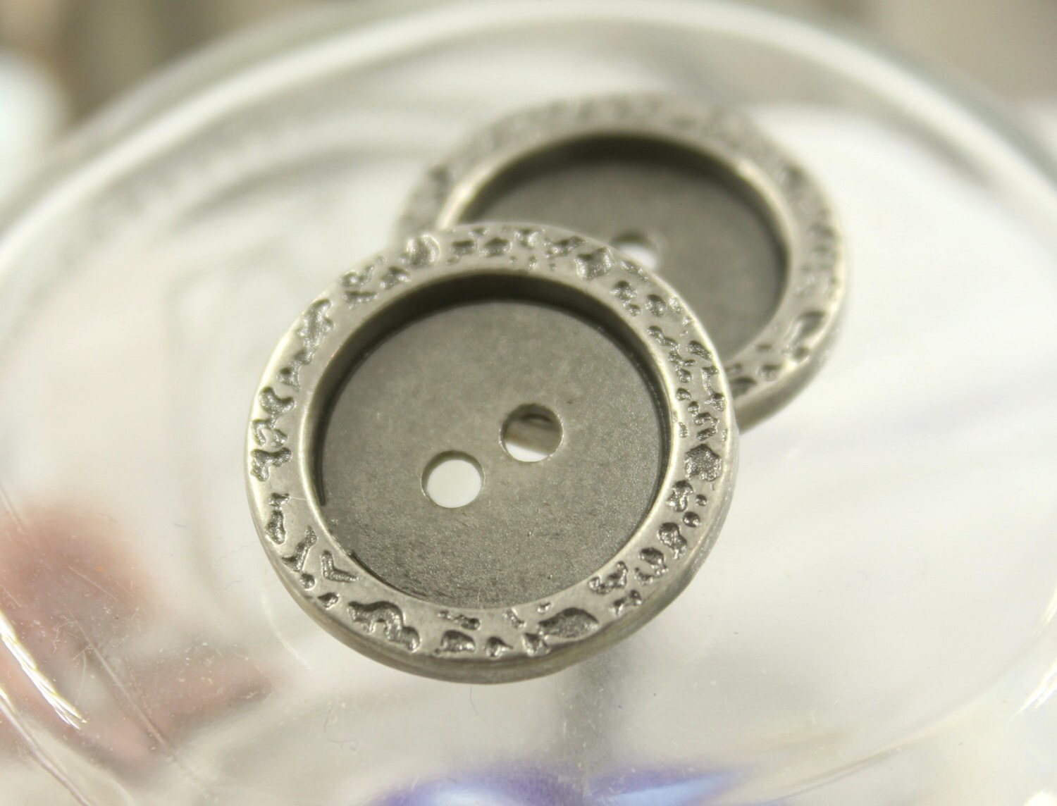 Metal Buttons - Stone Texture Border Metal Buttons , Gray Silver Color ...