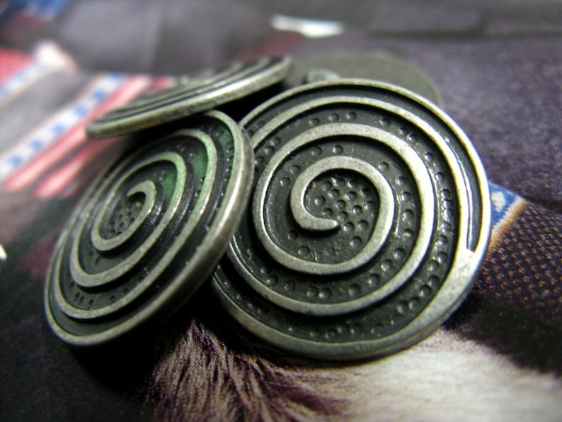 Metal Buttons - Spiral Metal Buttons , Gunmetal Color , Shank , 0.79 ...