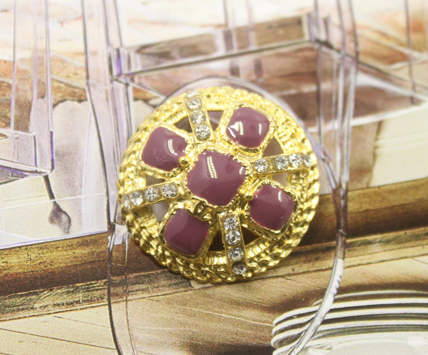 Metal Buttons Exquisite Rhinestone and Purple Lattice Crown - Etsy