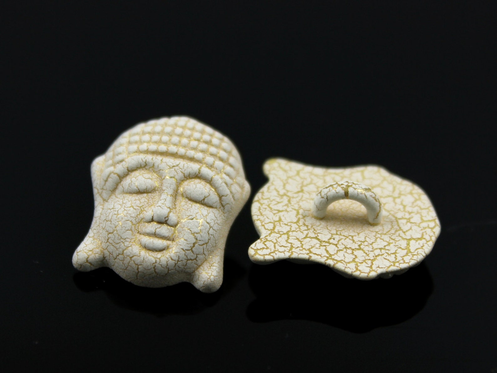 Zen Buddha Head Metal Shank Buttons Gold Color with Cracking | Etsy