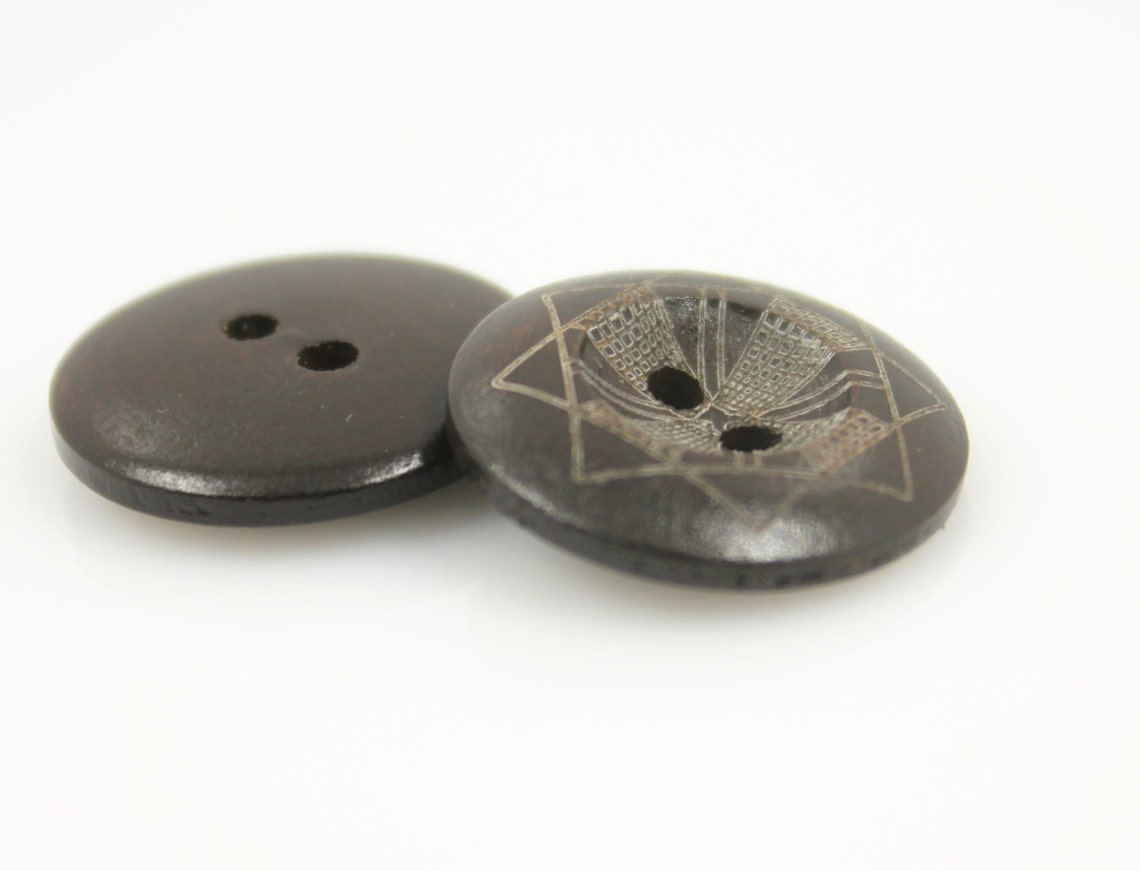 Brown Wooden Buttons Japanese Style Geometry Flower Pattern - Etsy