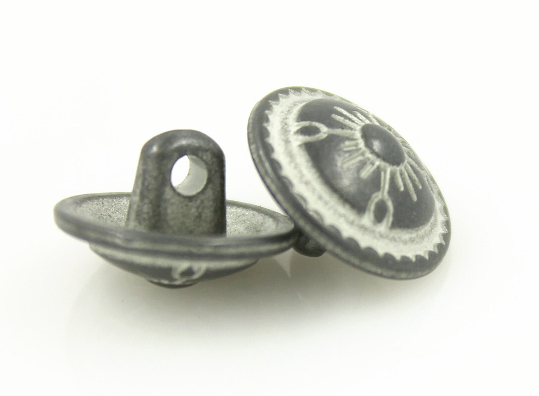 Metal Buttons Rays Pattern Gunmetal White Metal Shank | Etsy