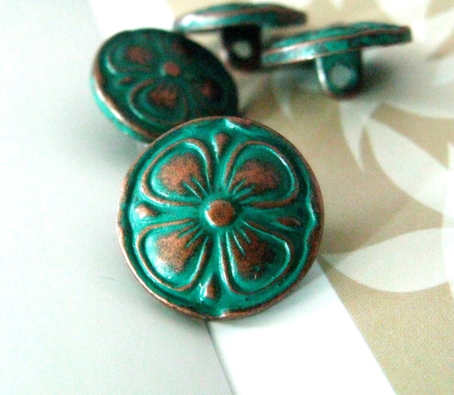 Metal Buttons Cutie Retro Deep Cyan Clover Shank Metal | Etsy