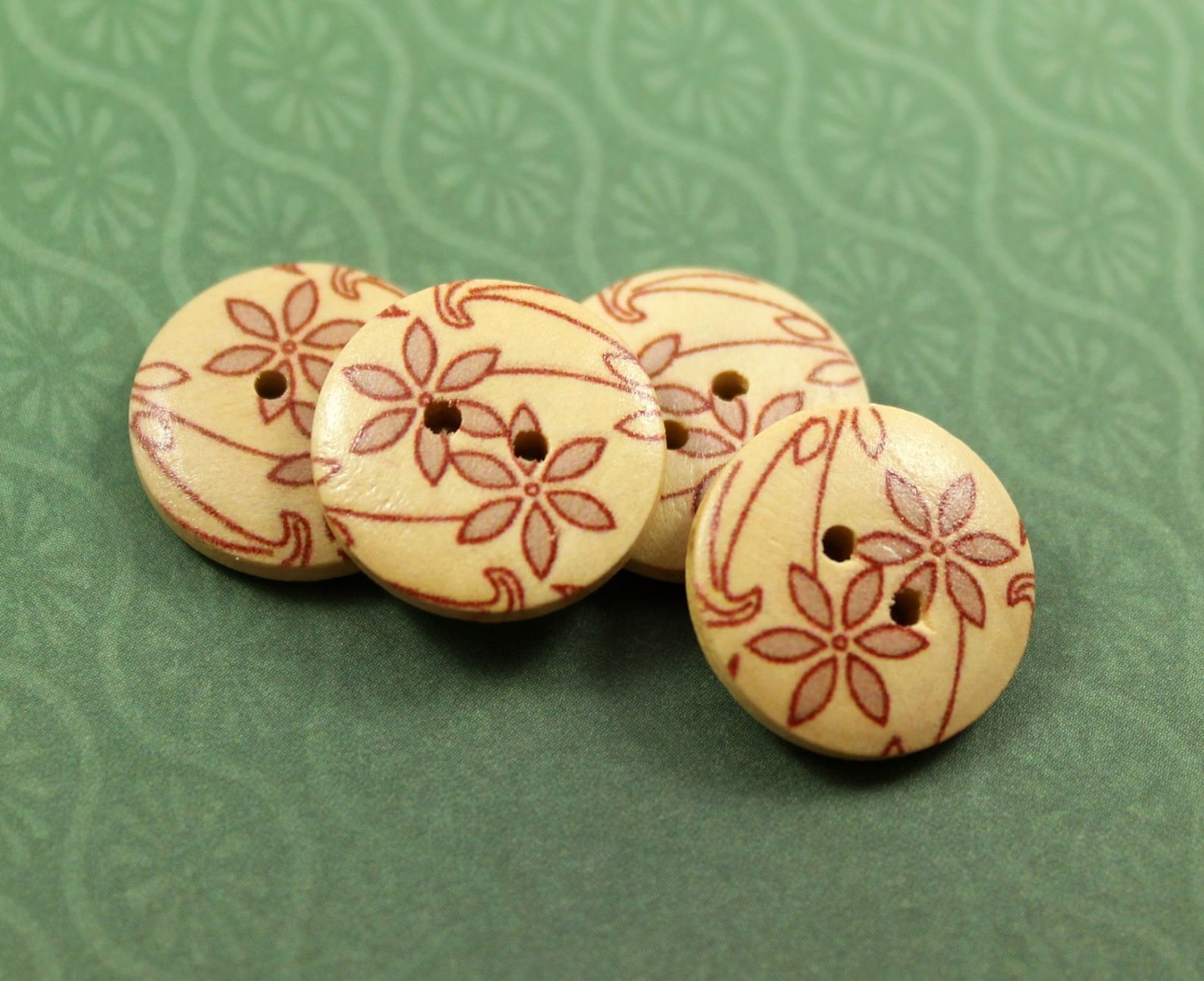 Wooden Buttons - Japanese Style Natural Wooden Buttons With Khaki Tawny ...