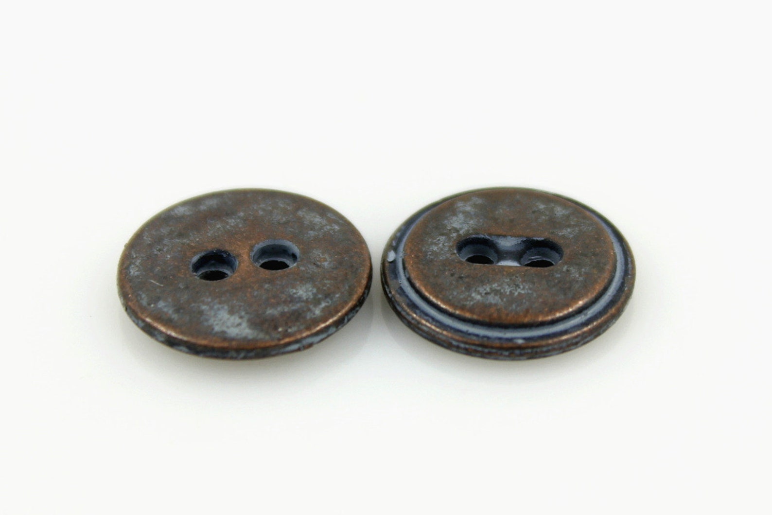 Metal Buttons Pastel Blue Copper Metal Buttons 2 Holes - Etsy