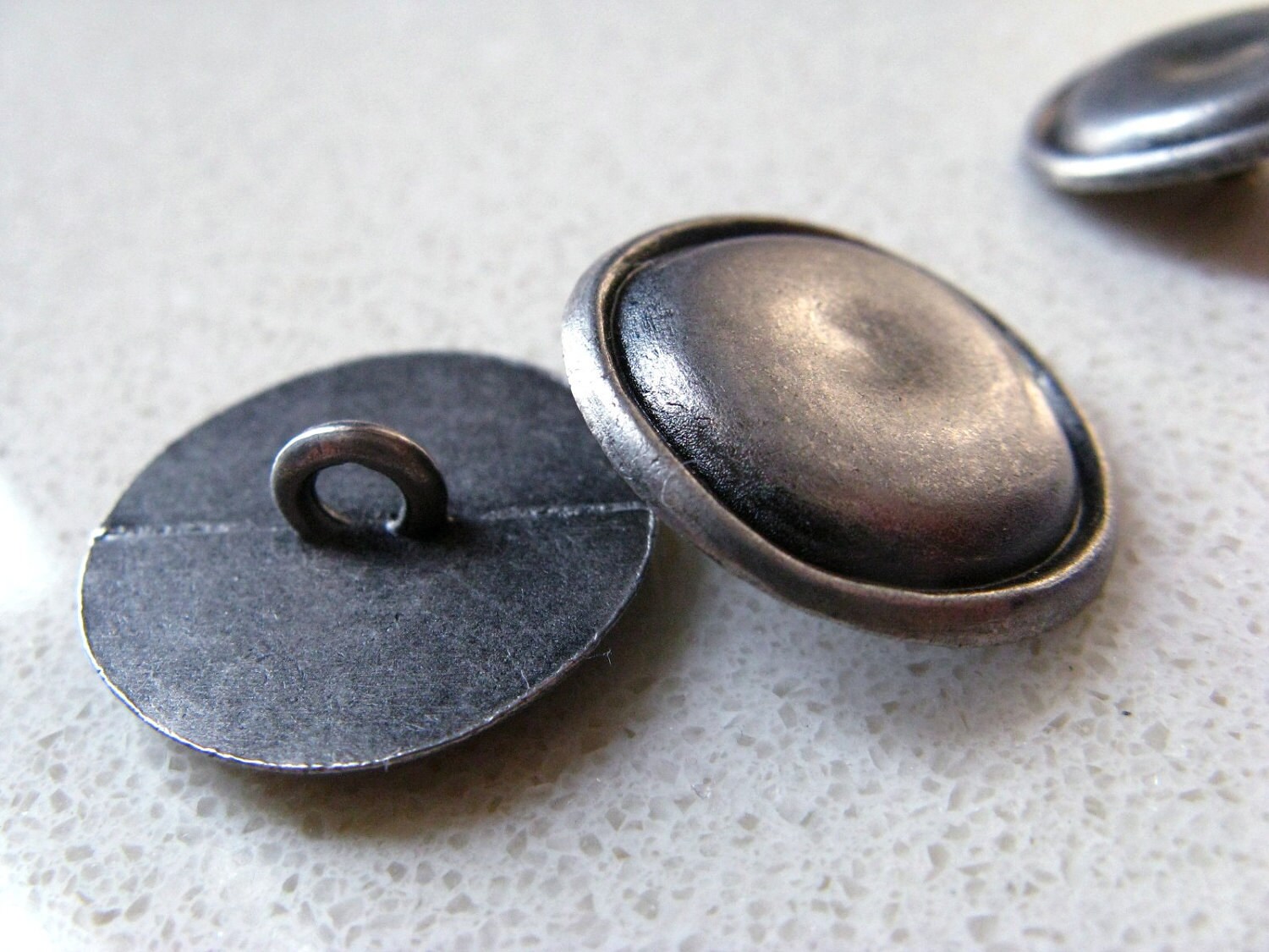 Metal Buttons Caved Rustic Round Metal Buttons Gray Silver | Etsy