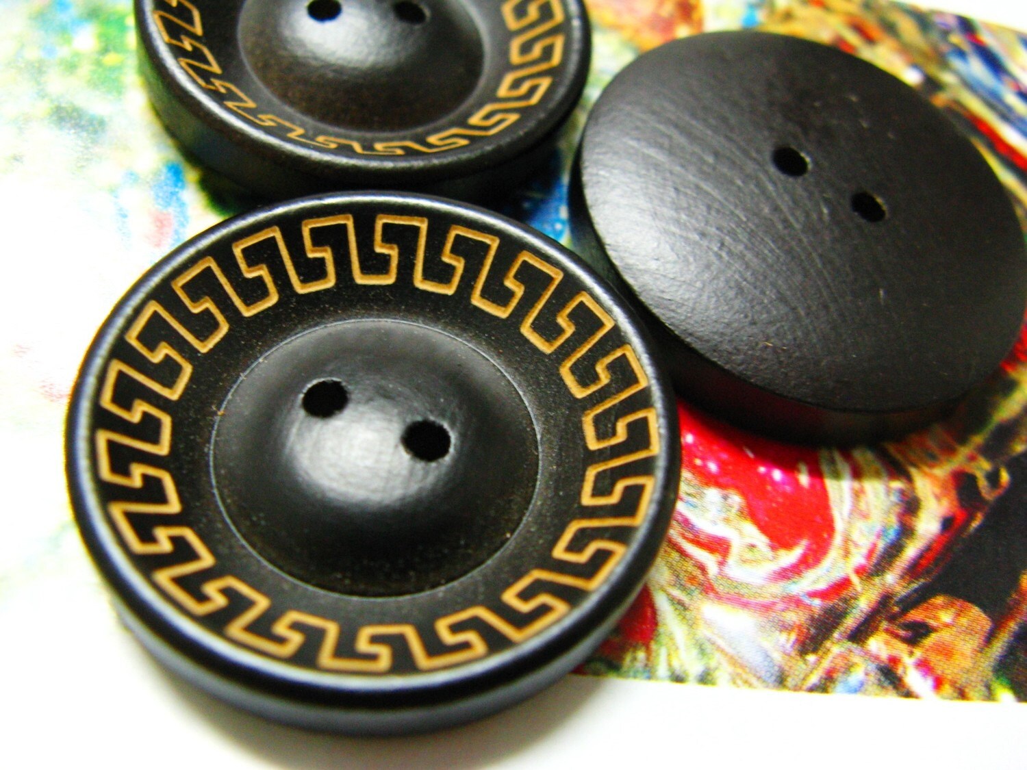 Wooden Buttons - Japanese Style Depression Dish Shaped Wood Buttons ...