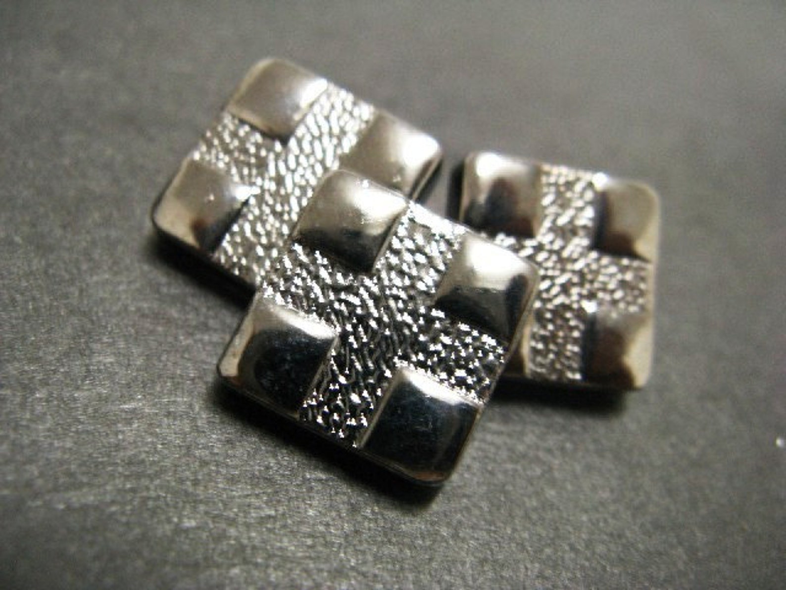 Metal Buttons - Square Cross Metal Buttons , Shiny Silver Color , Shank ...