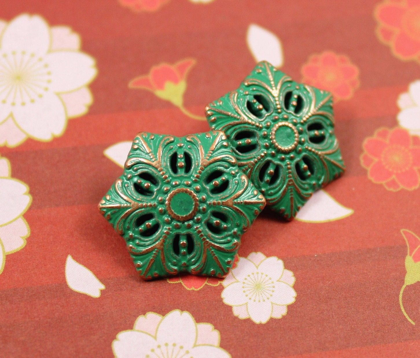 Metal Buttons Snowflakes Metal Buttons Copper Green Color - Etsy