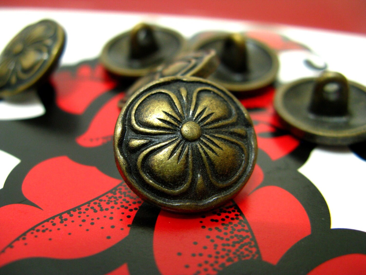 Clover Metal Buttons Cutie Retro Copper Clover Metal Shank | Etsy