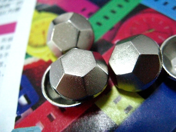 Metal Buttons Multi Facet Metal Buttons Silver Color - Etsy
