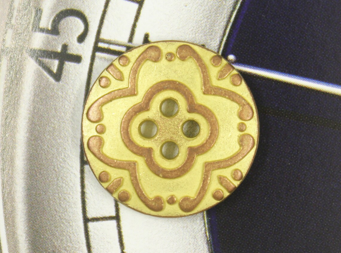 Metal Buttons Flower Metal Buttons Copper Yellow Color 4 | Etsy