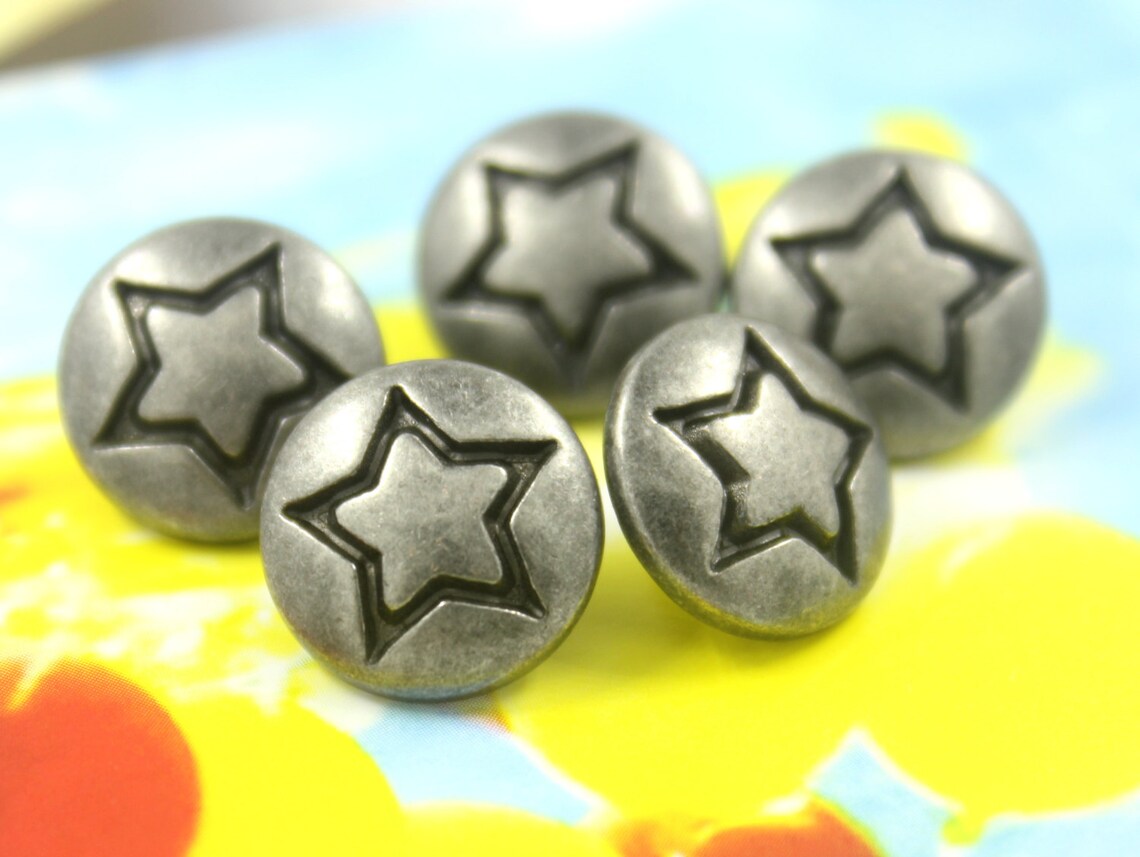 Metal Buttons Carving Star Metal Buttons Gray Silver Color - Etsy