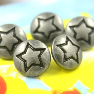 Metal Buttons - Carving Star Metal Buttons , Gray Silver Color , Shank ...