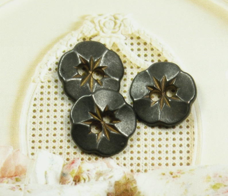 Metal Buttons Flower Metal Buttons Dark Gunmetal Color - Etsy
