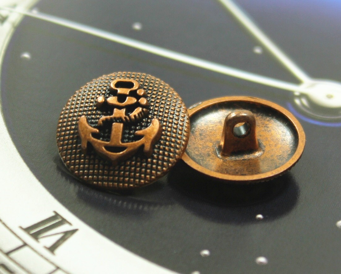 Metal Buttons - Anchor Metal Buttons , Copper Color , Shank , 0.79 Inch ...