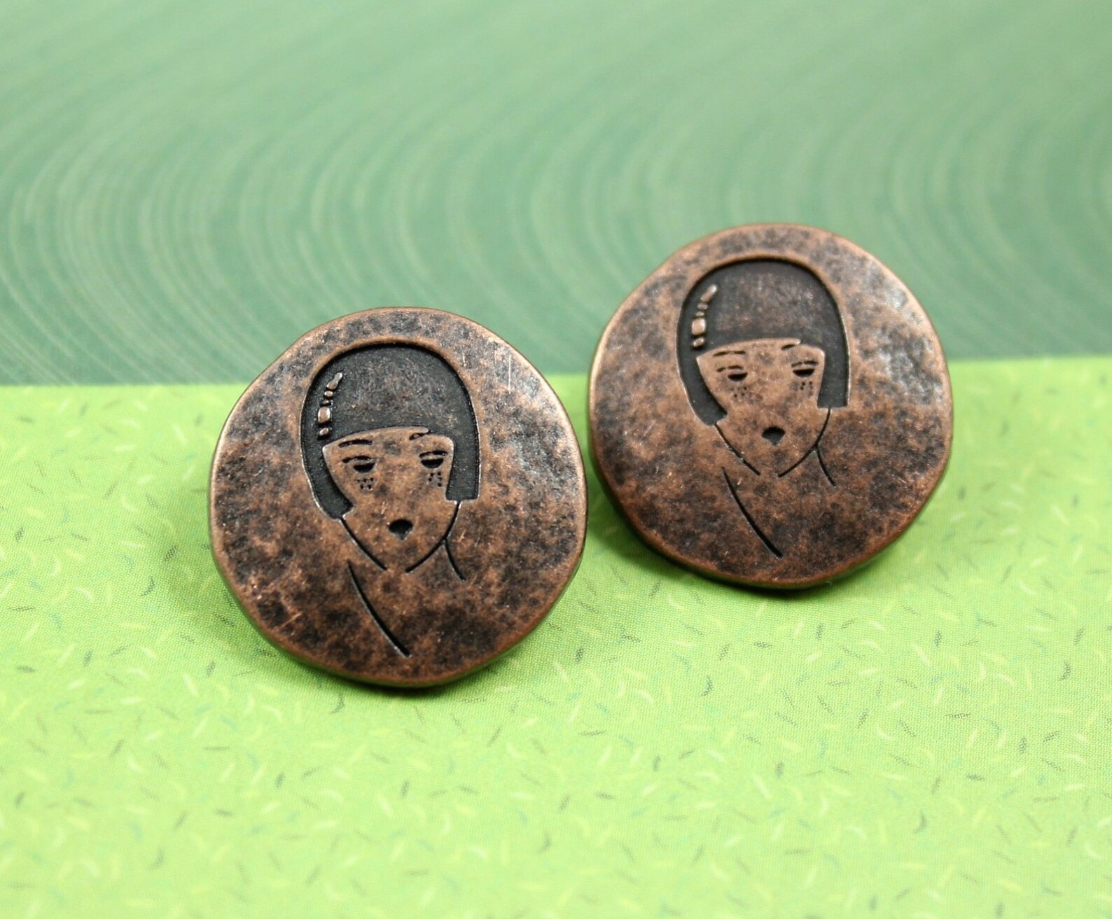 Metal Buttons Girl Face Metal Buttons Antique Copper Color - Etsy