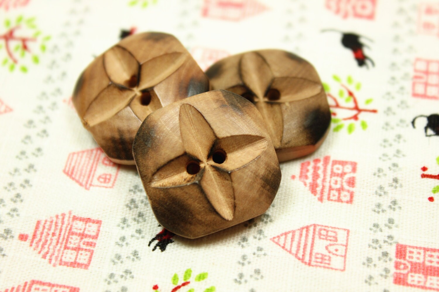 Wood Buttons 10 Pieces of Original Wood Burned Edge Deep - Etsy