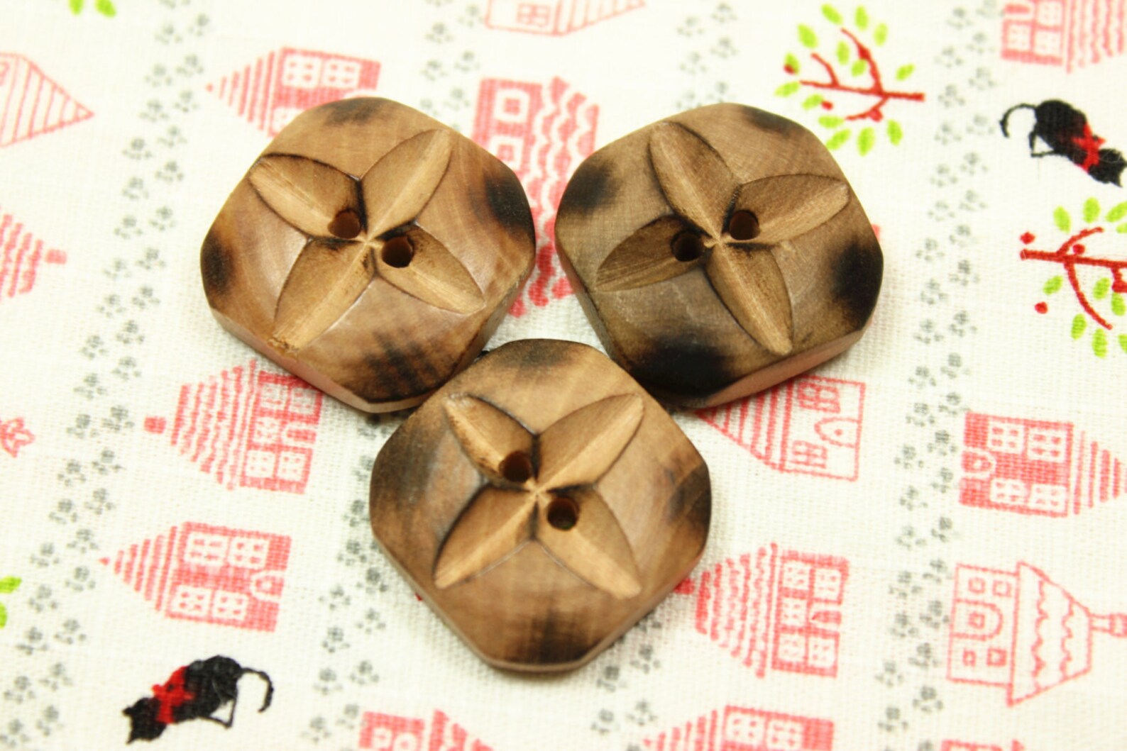 Wood Buttons 10 Pieces of Original Wood Burned Edge Deep - Etsy