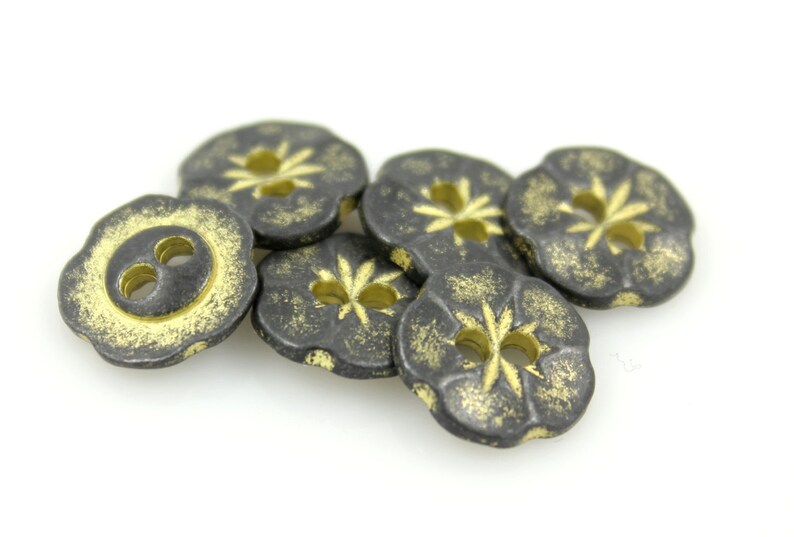 Metal Buttons Flower Metal Buttons Wear and Tear Yellow | Etsy