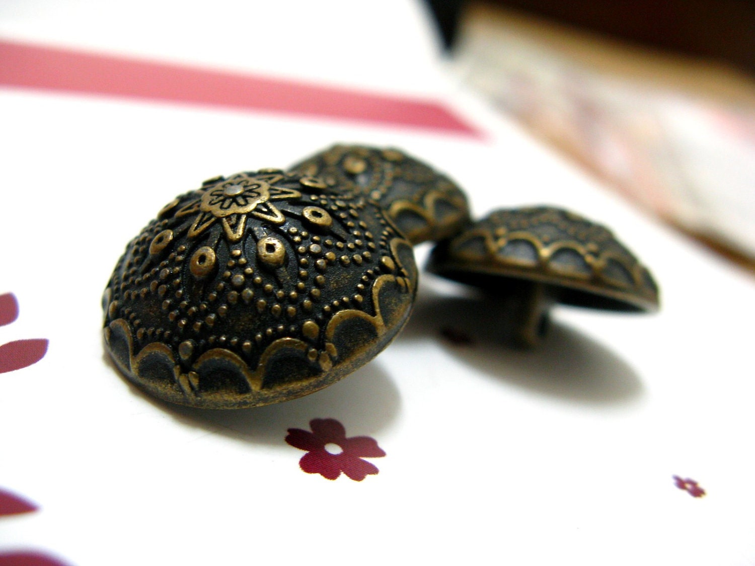 Metal Buttons Gothic Flower Metal Buttons Antique Brass - Etsy