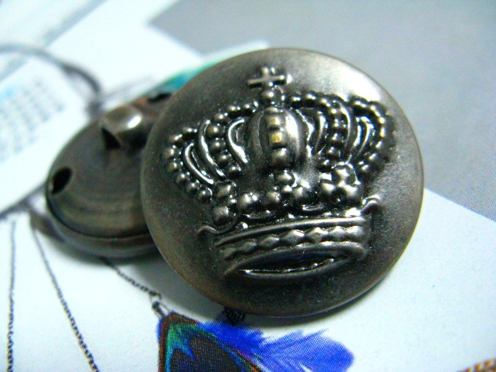 Metal Buttons - CROWN Metal Buttons , Gunmetal Color , Shank , 0.79 ...