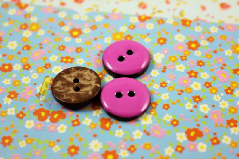 Pink Buttons 10 Pieces of Hot Pink Enamel Buttons With | Etsy