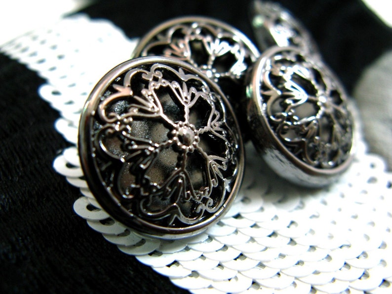 Metal Buttons - Iron Art Filigree Metal Buttons , Shiny Gunmetal Color ...