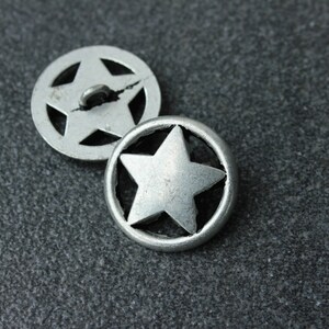 Star Metal Buttons - Matte Silver Open Work Ring and Star Shank Buttons ...