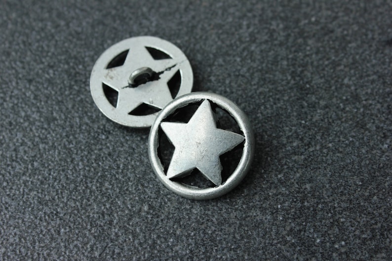 Star Metal Buttons Matte Silver Open Work Ring and Star | Etsy