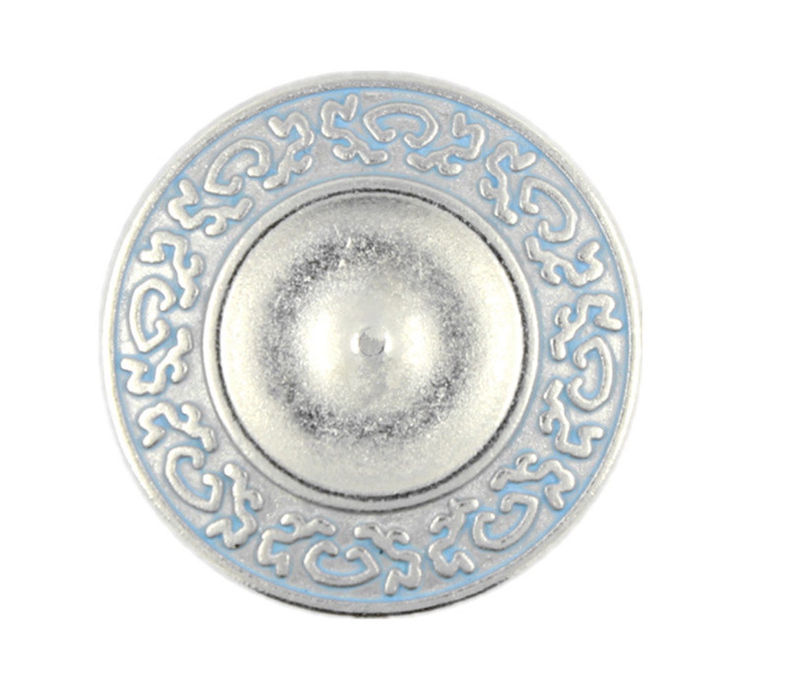 Metal Buttons - Light Blue Scrollworks Metal Buttons , Silver Color ...