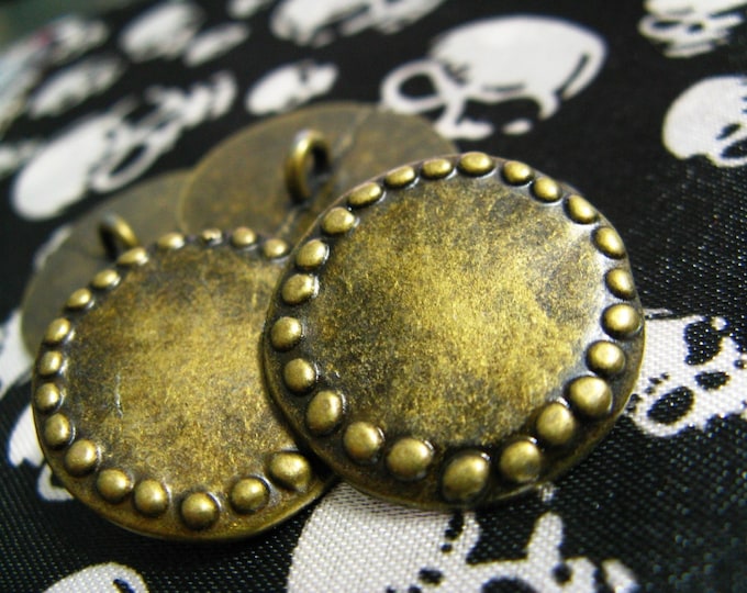 10 Stone Circle Metal Buttons Antique Brass Color Shank - Etsy