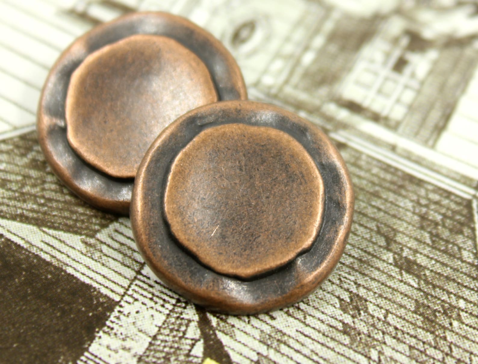 Metal Buttons Rustic Circles Shank Metal Buttons in Copper | Etsy