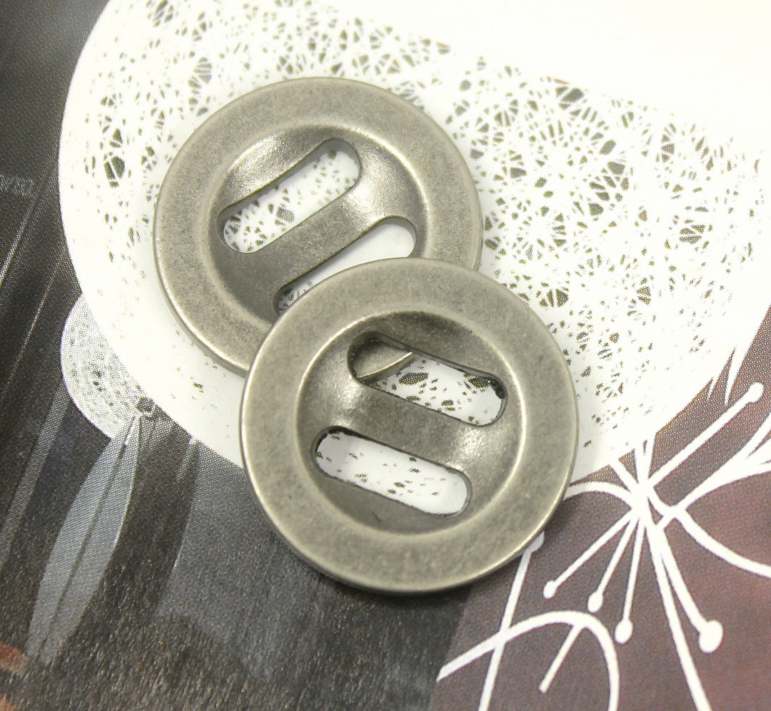 Metal Buttons Oval Holes Gray Silver Metal Buttons. 0.79 Inch , 10 Pcs ...
