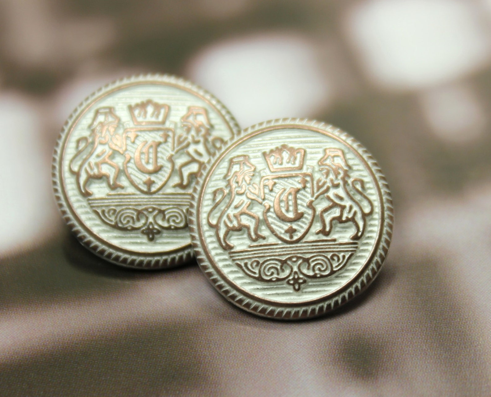 Metal Buttons Nordic Emblem Metal Buttons Copper White - Etsy