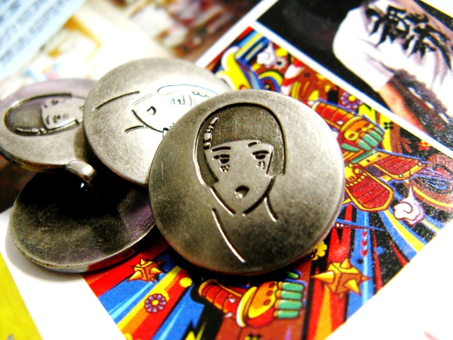 Metal Buttons Girl Face Metal Buttons Gray Silver Color - Etsy