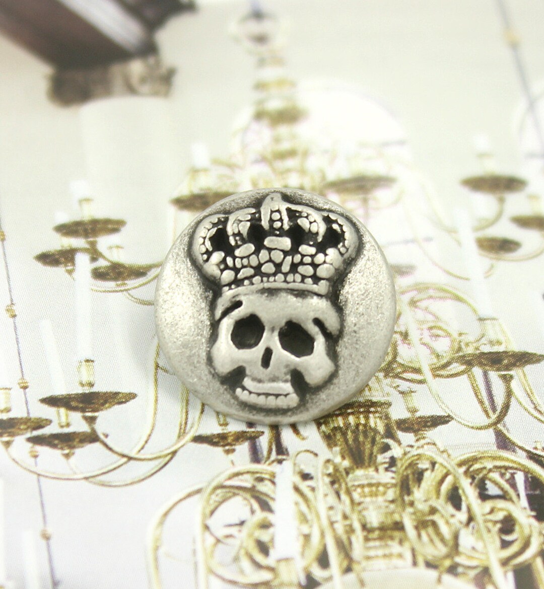 Metal Buttons - Skull King Metal Buttons , Antique Silver Color , Shank ...