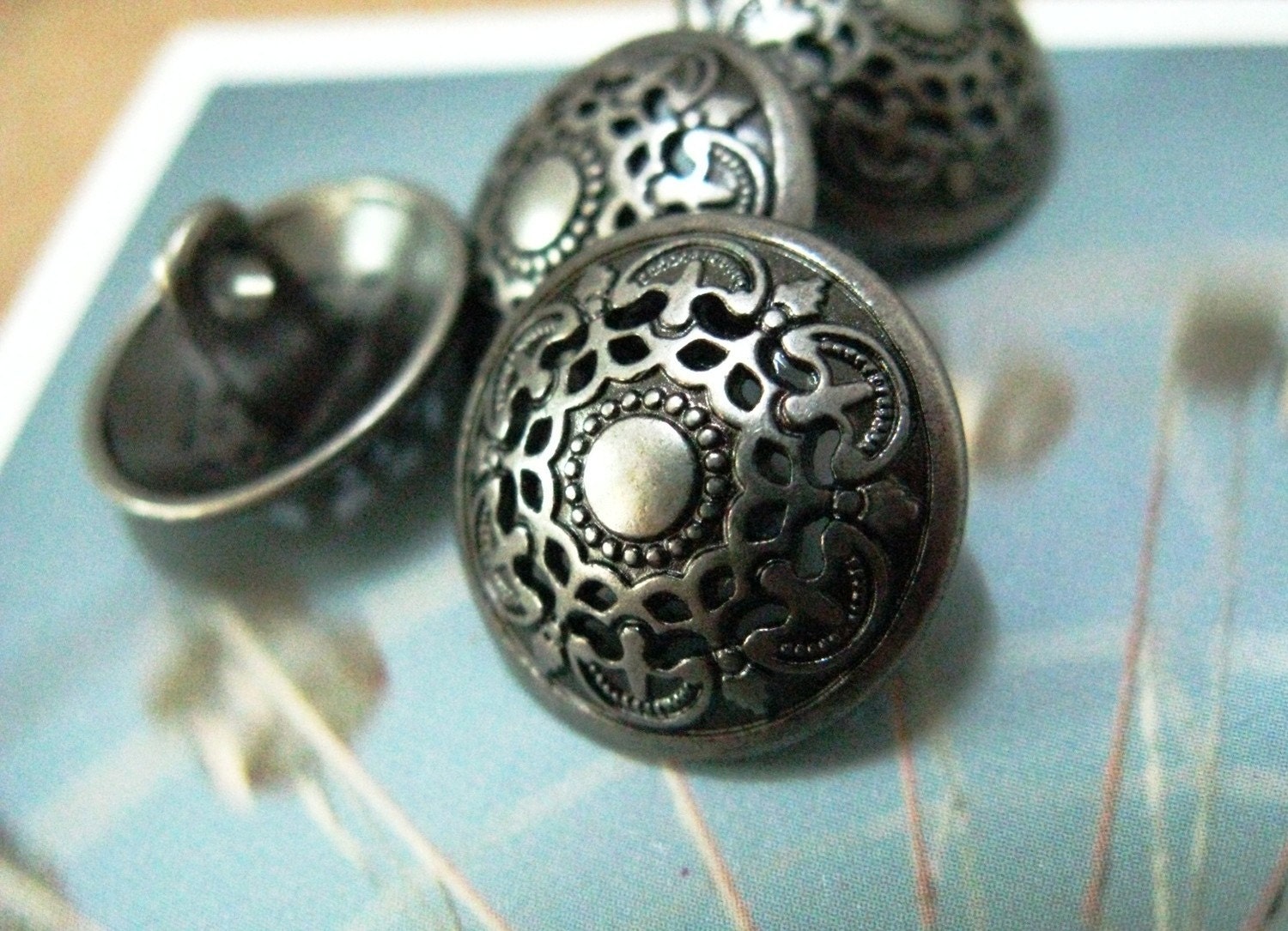 Metal Buttons Medieval Filigree Metal Buttons Gray Silver - Etsy