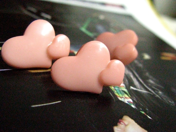 Romantic Pink Double Heart Candy Buttons. 10 in a set 0.71 | Etsy