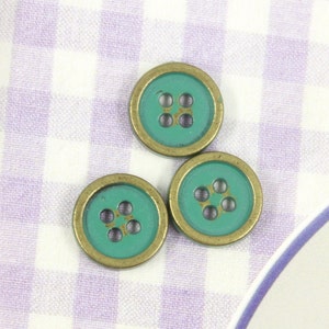 Metal Buttons - Cyan Painted Thicken Metal Buttons , Antique Brass ...