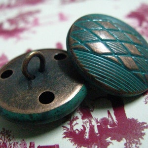 Cyan Buttons - 10 Pieces of Special Cyan Rendering and Vintage Copper ...