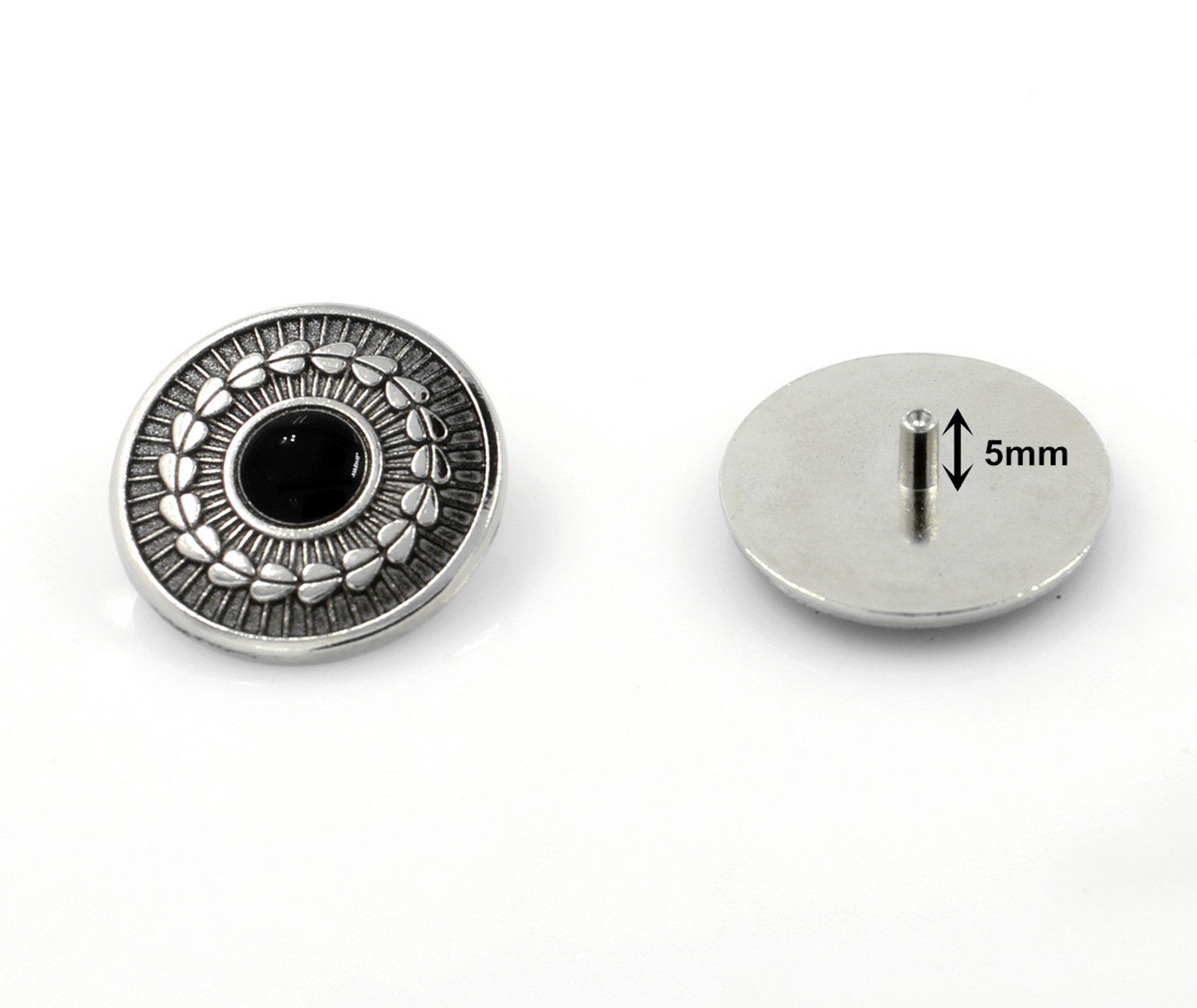 Grass Wreath and Black Enamel Concho Gunmetal Rivet Set 1 | Etsy