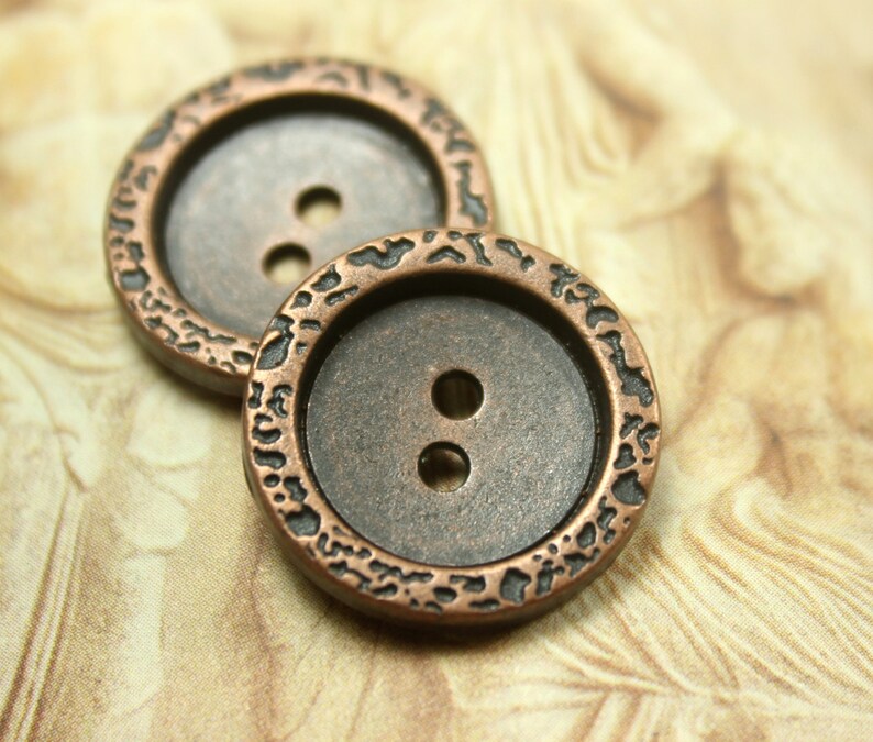 Metal Buttons - Stone Texture Border Metal Buttons , Copper Color , 2 ...