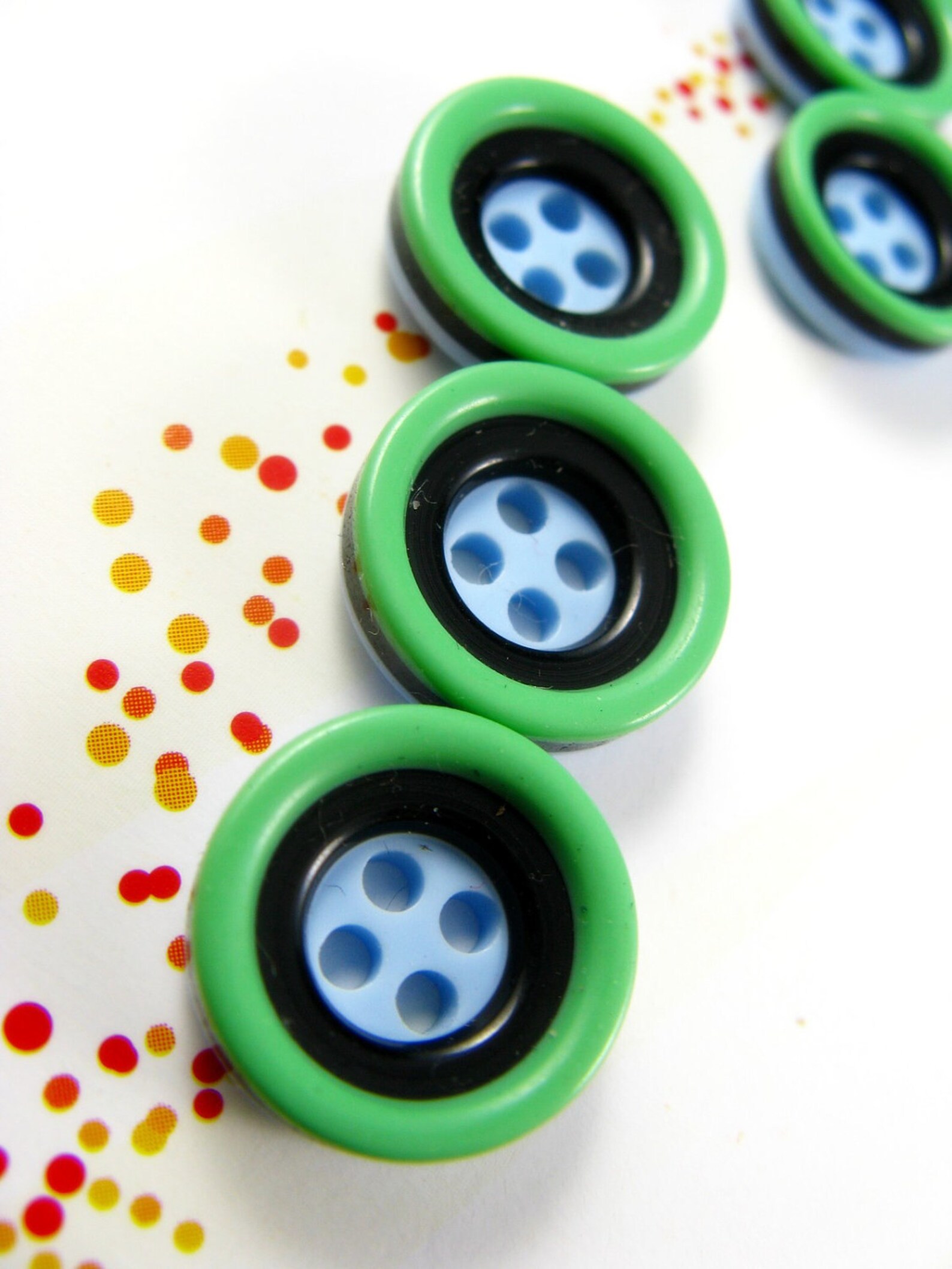 Cute Plastic Buttons Shades of Cyan Recessed Center Buttons. - Etsy